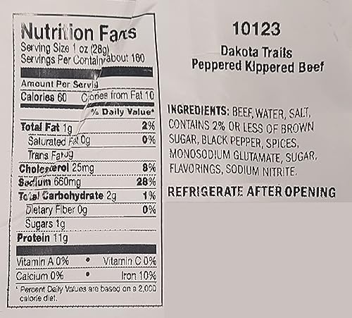 Dakota Trails Kippered Beef Jerky Peppered Flavor Large Bulk Bag, 10 lbs