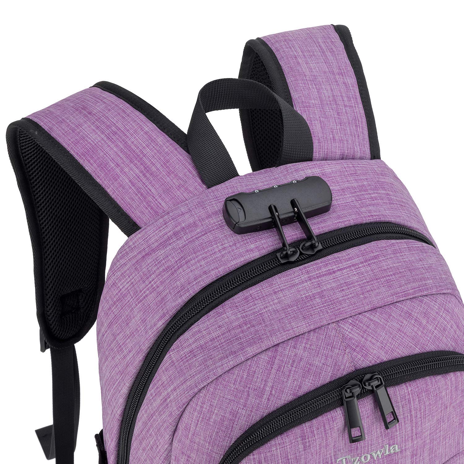 Tzowla Business Laptop Backpack Water Resistant Anti-Theft Backpack with USB Charging Port and Lock 17.3 Inch Computer Backpacks for Women, Casual Hiking Travel Daypack(Purple)