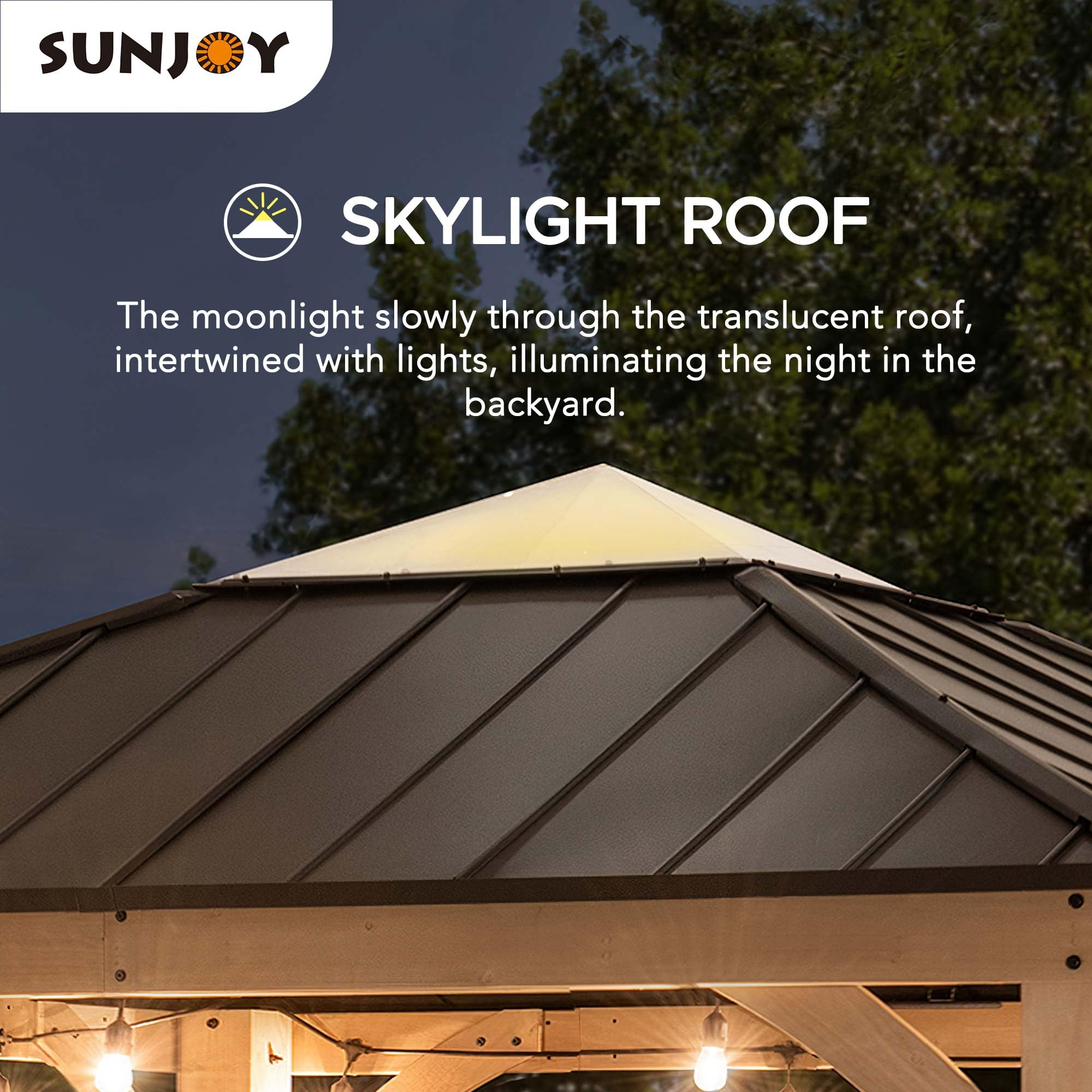 Sunjoy 11 x 11 ft. Hardtop Gazebo Cedar Wood Framed Hot Tub Gazebo with Steel and Polycarbonate Hardtop and bar Shelf, Matte Black by SummerCove