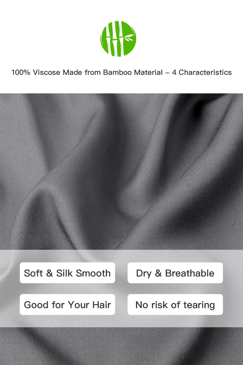 100% Viscose Made from Bamboo Breathable Pillowcases Queen Size Set of 2-Pack for Hot Sleepers and Night Sweats- Softness and Cooling Pillow Cases-Envelope Closure (Dark Grey -20 x 30 Inches)
