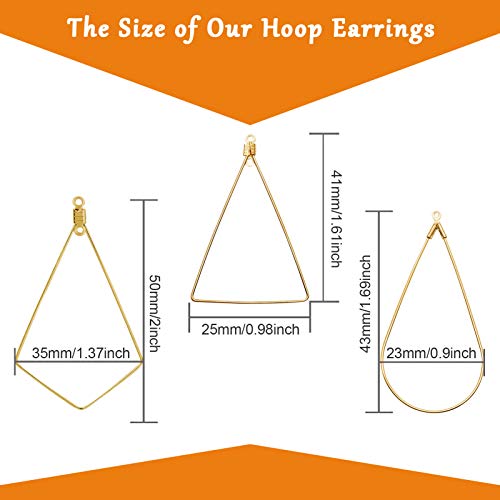 120Pcs Beading Hoop Earrings for Jewelry Making,Triangle Beading Earrings Hoop Bulk Jewelry Making Beading Supplies Teardrop Rhombus Geometric Earring Hoop for DIY Craft Earring Hoops(Gold K /White K)