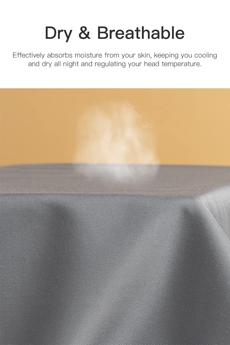 100% Viscose Made from Bamboo Breathable Pillowcases Queen Size Set of 2-Pack for Hot Sleepers and Night Sweats- Softness and Cooling Pillow Cases-Envelope Closure (Dark Grey -20 x 30 Inches)