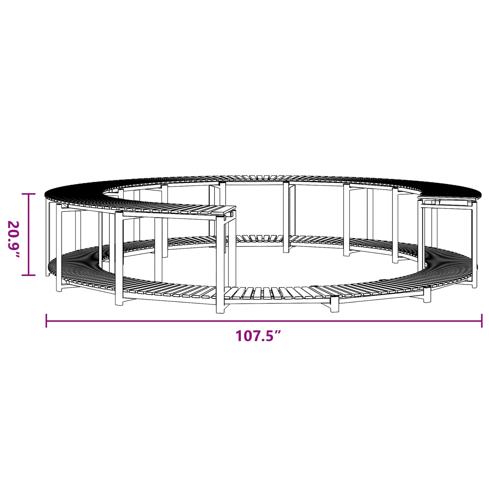 vidaXL Solid Acacia Wood Spa Surround 107.5"x20.9" - Elegant and Durable Outdoor Spa Enclosure with Powder Coated Aluminum Frame and Natural Oil Finish