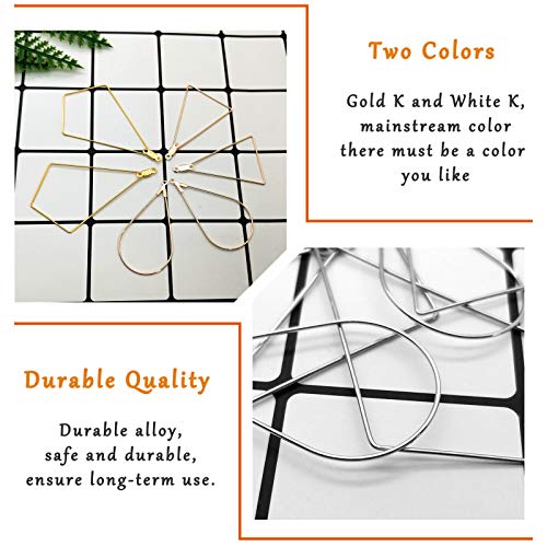 120Pcs Beading Hoop Earrings for Jewelry Making,Triangle Beading Earrings Hoop Bulk Jewelry Making Beading Supplies Teardrop Rhombus Geometric Earring Hoop for DIY Craft Earring Hoops(Gold K /White K)