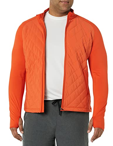 Amazon Essentials Men's Slim Fit Performance Stretch Quilted Active Jacket, Orange, X-Large