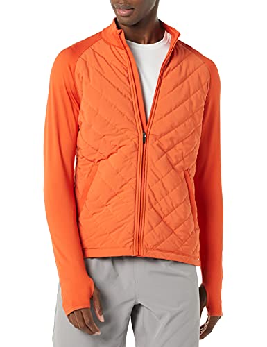 Amazon Essentials Men's Slim Fit Performance Stretch Quilted Active Jacket, Orange, X-Large