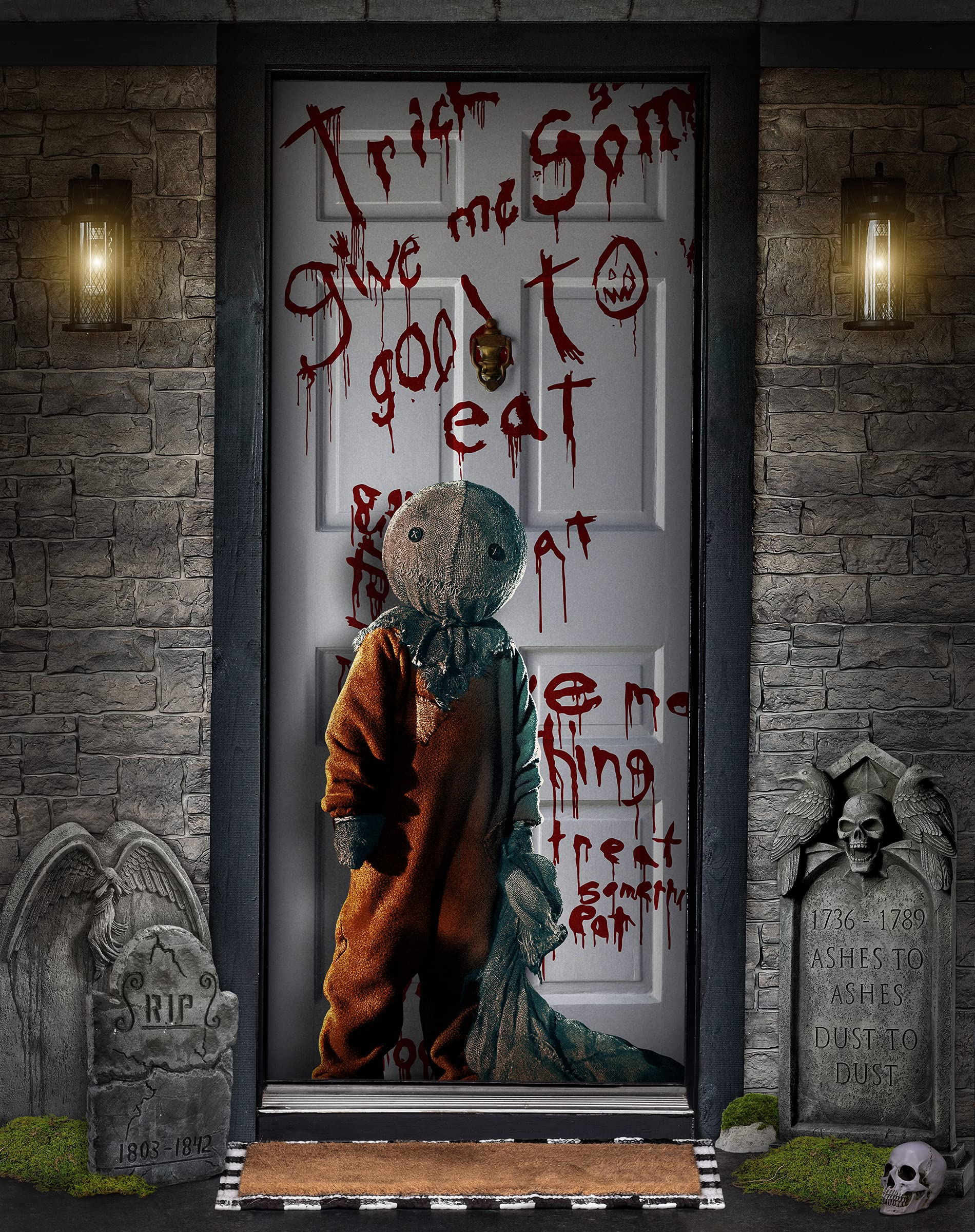 Spirit Halloween Trick r’ Treat Sam Door Cover | Officially Licensed | Halloween Décor | Horror Décor | Outdoor Decoration