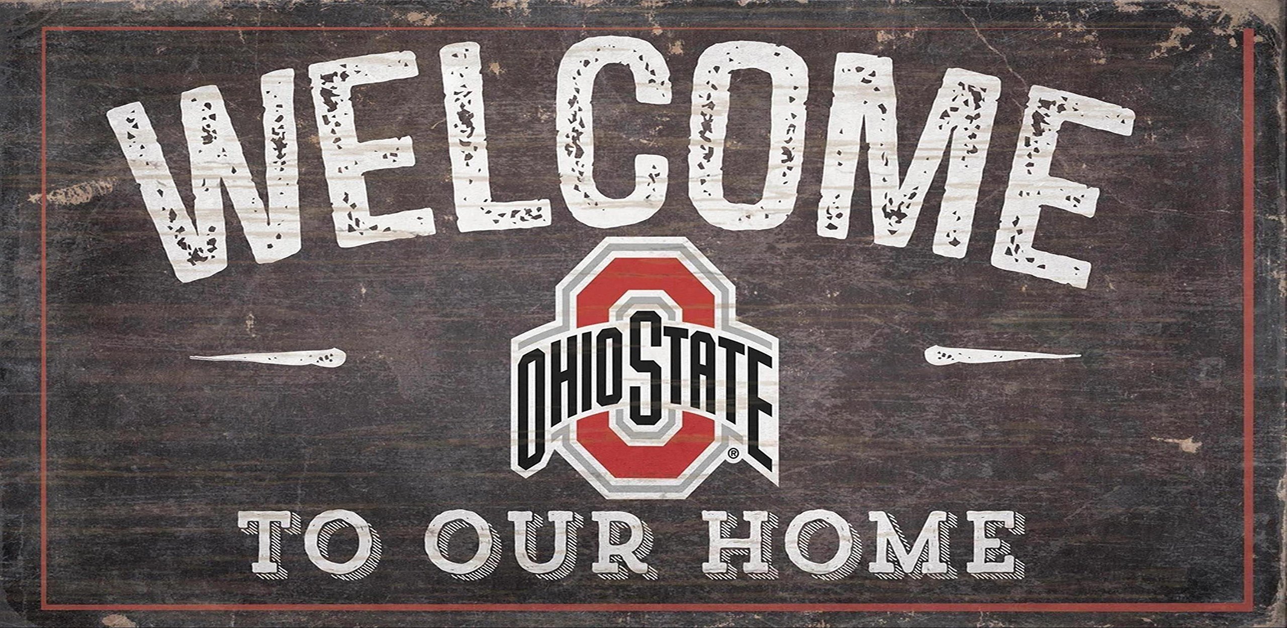 Ohio State Buckeyes 12" x 6" Distressed Welcome to Our Home Wood Sign