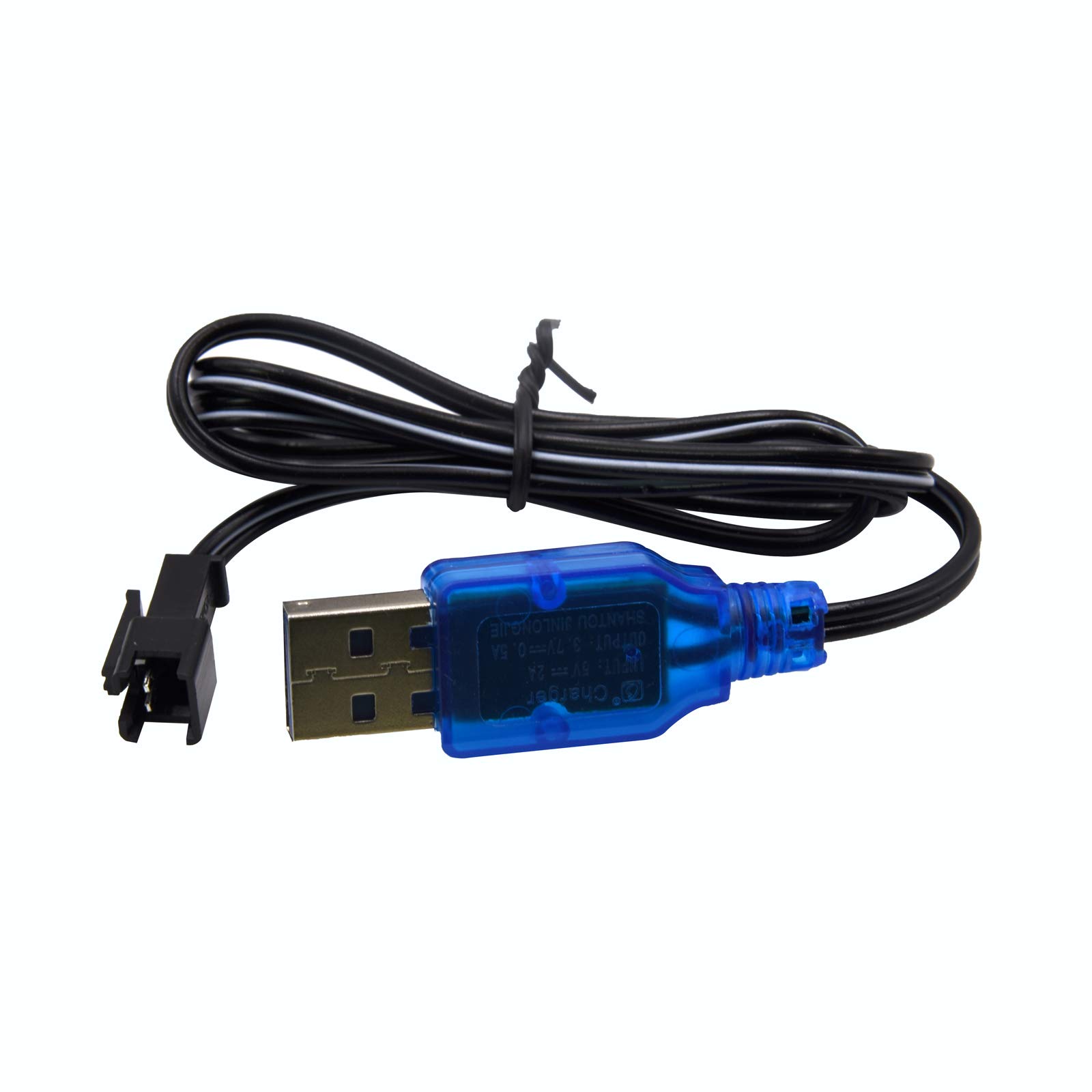 Blomiky 2 Pack USB Charger Cable with SM-2P Plug Connector for Mini RC Amphibious Stunt Car Boat Trucks - 3.7V Li-ion and Li-Po Battery / USB 2