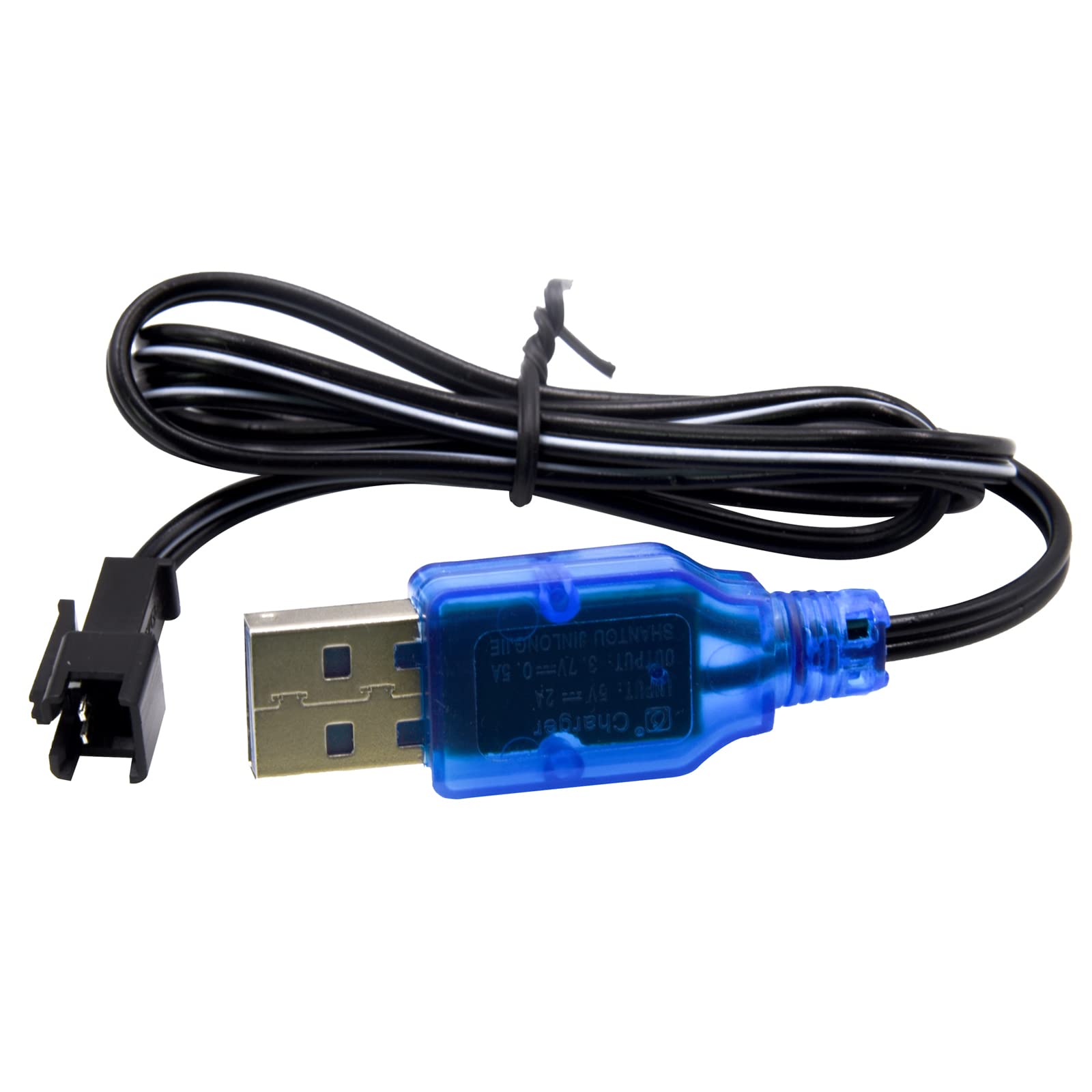 Blomiky 2 Pack USB Charger Cable with SM-2P Plug Connector for Mini RC Amphibious Stunt Car Boat Trucks - 3.7V Li-ion and Li-Po Battery / USB 2