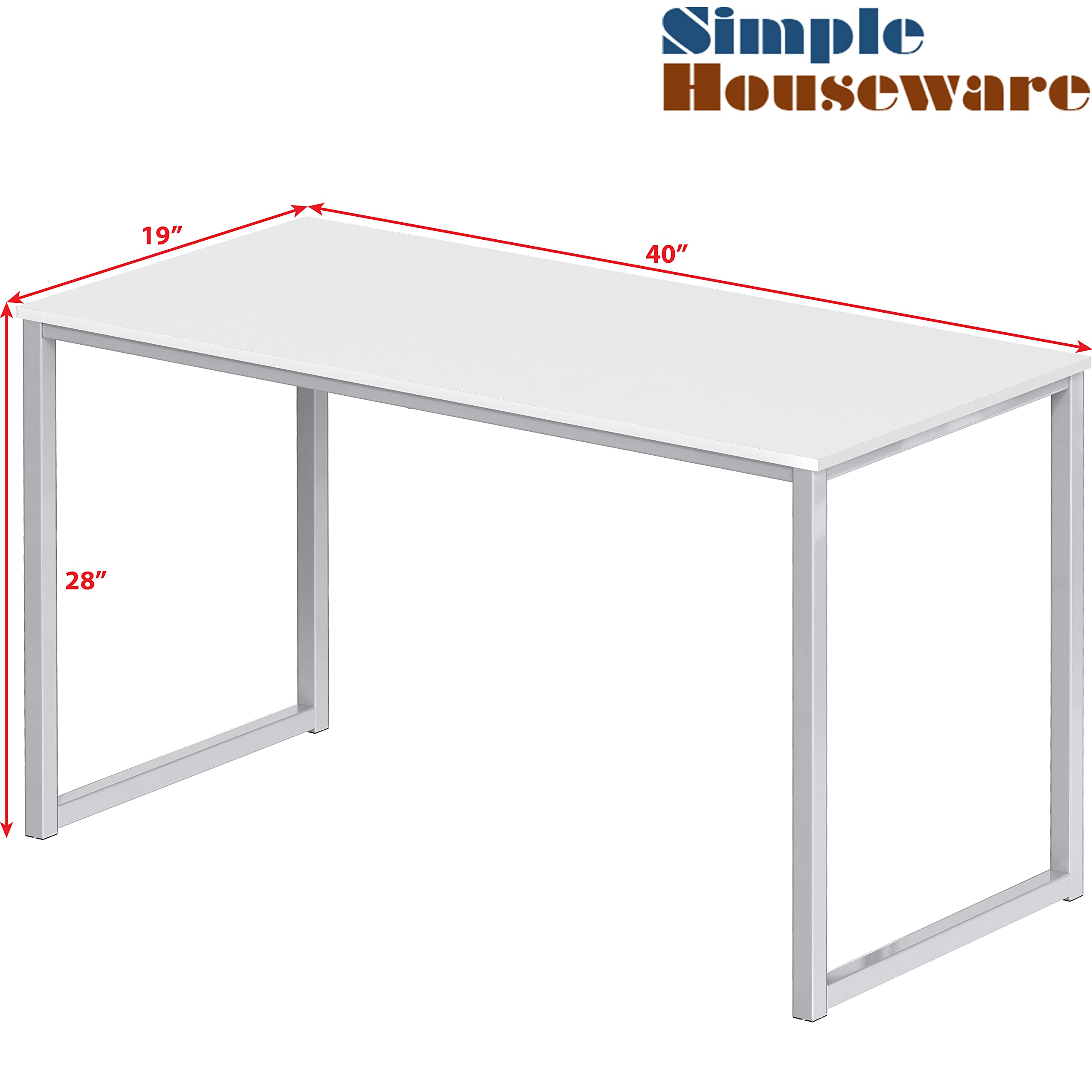 SHW Mission 40-Inch Home Office Computer Desk, White