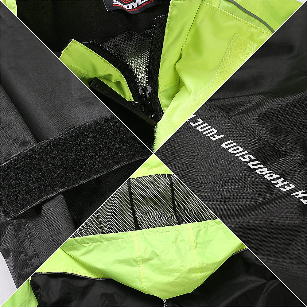 Scoyco® Motorcycle Rain Gear Jacket Coat with Pants for Man Waterproof Comfortable fit Cycling Bike (Green, L)