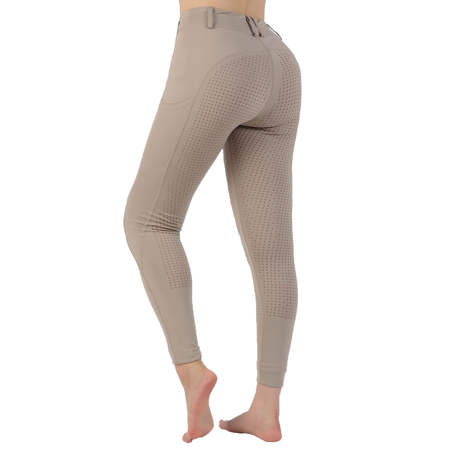 Women Equestrian Breeches Riding Tights Pockets,Women Training Breeches Pants with Silicone (Khaki,3XL)