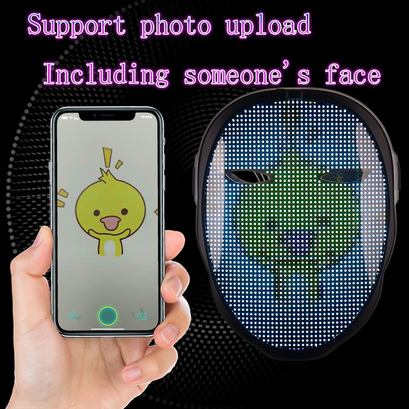 Led Mask With Programmable,Costume Bluetooth Face Mask, Light Up Scream Halloween Cosplay Masquerade For Adults(Rechargeable)