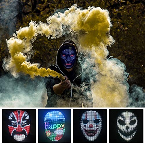 Led Mask With Programmable,Costume Bluetooth Face Mask, Light Up Scream Halloween Cosplay Masquerade For Adults(Rechargeable)