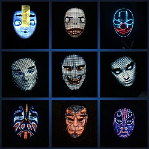 Led Mask With Programmable,Costume Bluetooth Face Mask, Light Up Scream Halloween Cosplay Masquerade For Adults(Rechargeable)