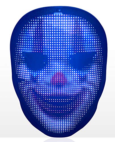 Led Mask With Programmable,Costume Bluetooth Face Mask, Light Up Scream Halloween Cosplay Masquerade For Adults(Rechargeable)