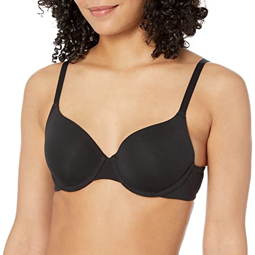 Amazon Essentials T-Shirt Bras for Women, Comfortable Underwire, Pack of 2, Black/Grey Heather, 32B