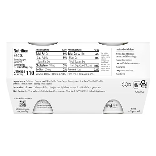 Siggi's Vanilla Non Fat Yogurt 4 Pack, 21.2 OZ