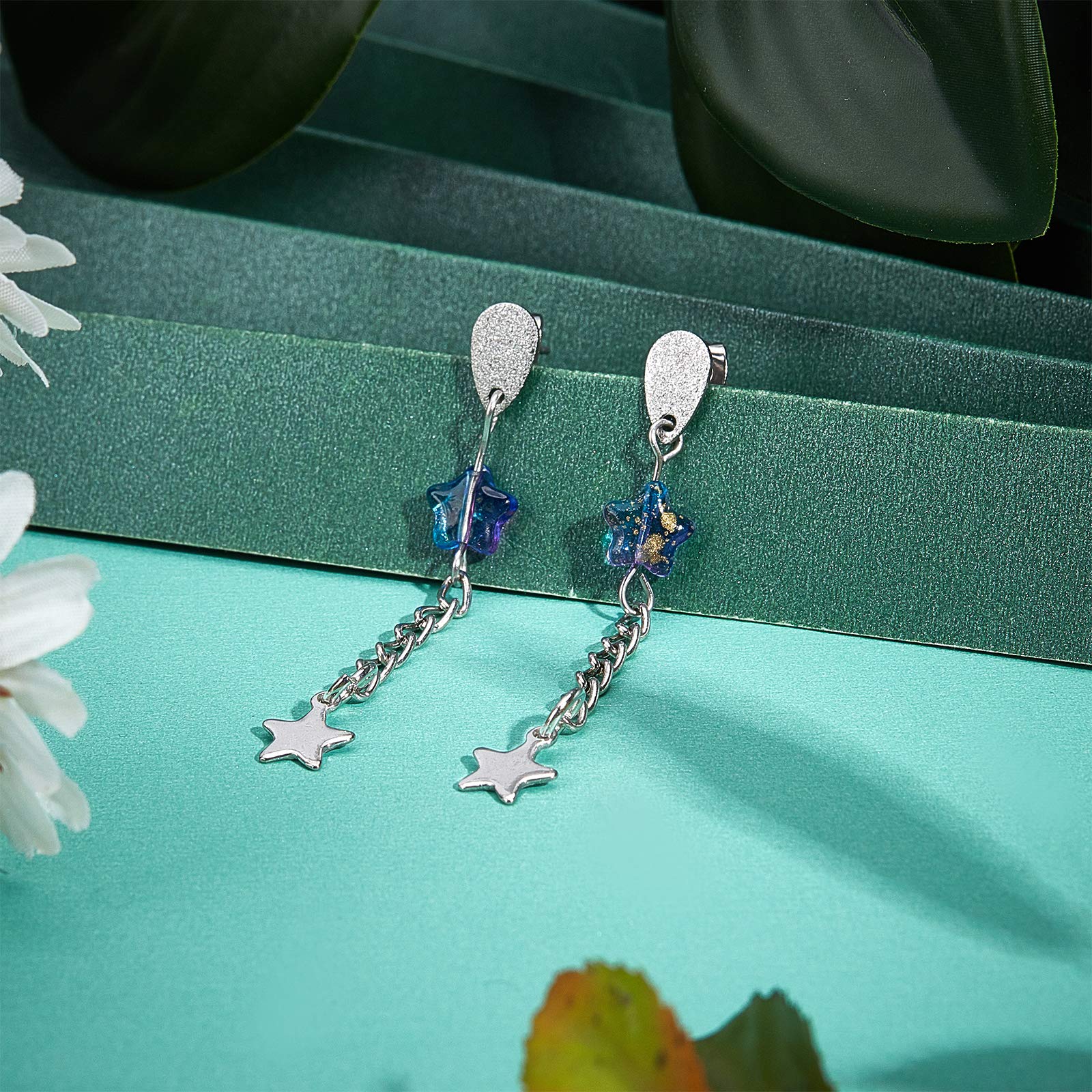 UNICRAFTALE About 80pcs Vacuum Plating 304 Stainless Steel Hypoallergenic Stud Earring Findings,Neutral Style with Texture, Teardrop Shape, 4 Color Mixed Earring Set