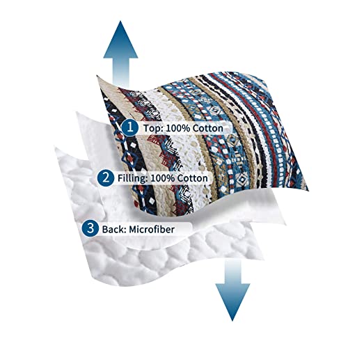 ENJOHOS Boho Striped Cotton Quilt King Size Sets - King Quilt Set for All Season, Lightweight Boho Quilts Bedding Set with 2 Pillow Shams