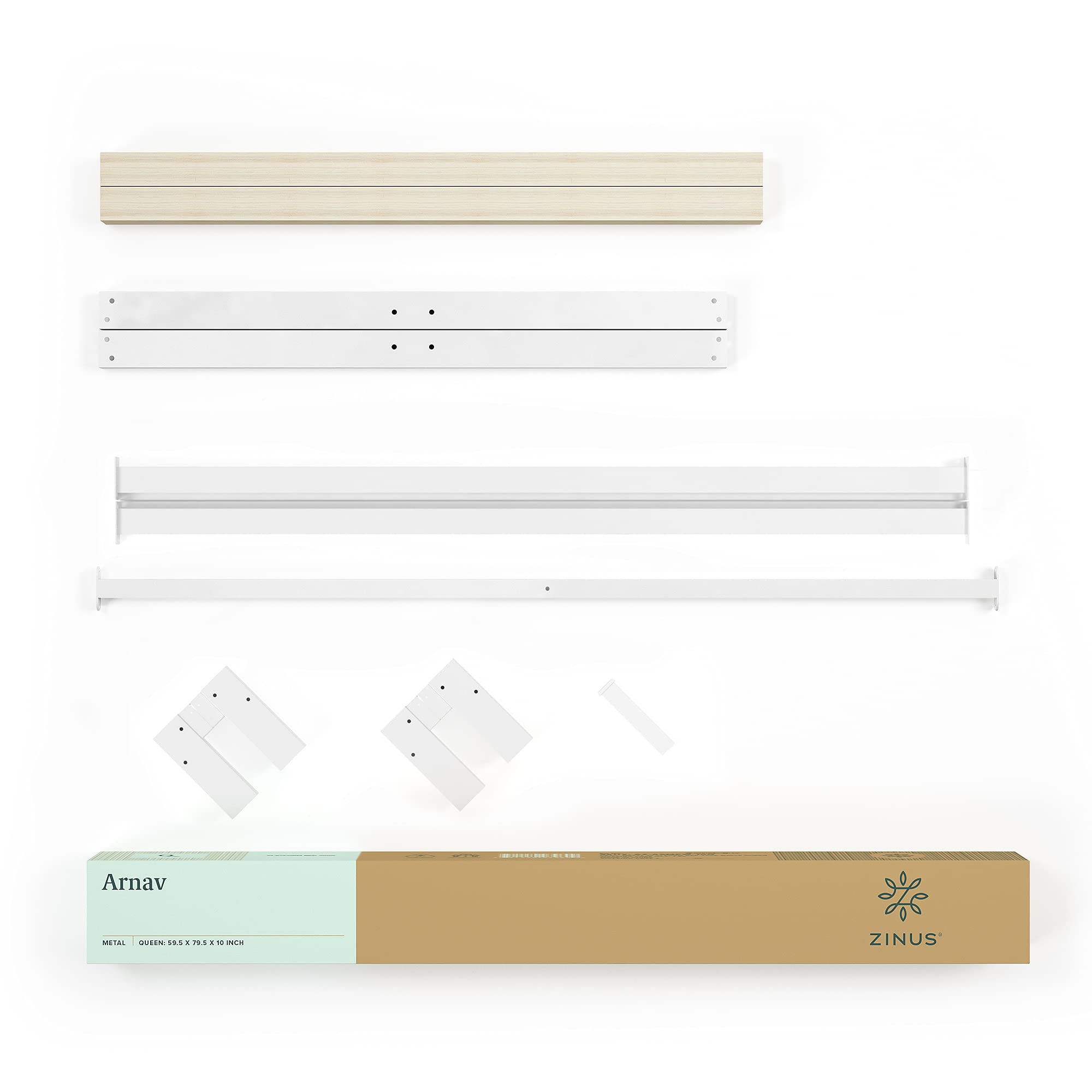 ZINUS Arnav Metal Platform Bed Frame, Wood Slat Support, No Box Spring Needed, Easy Assembly, White, Queen