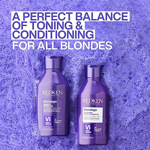 REDKEN Extend Blondage Color Depositing Purple Shampoo and Conditioner |Toner For Blonde Hair | Neutralizes Brass & Moisturizes Hair | With Pure Violet Pigments
