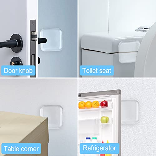 6 PCS Door Stopper Wall Protector, Transparent Square Door Knob Wall Shield, Soft Rubber Door Handle Bumper with Strong Self Adhesive, Thickened Door Bumpers for Walls (4 CM/Square, Clear)