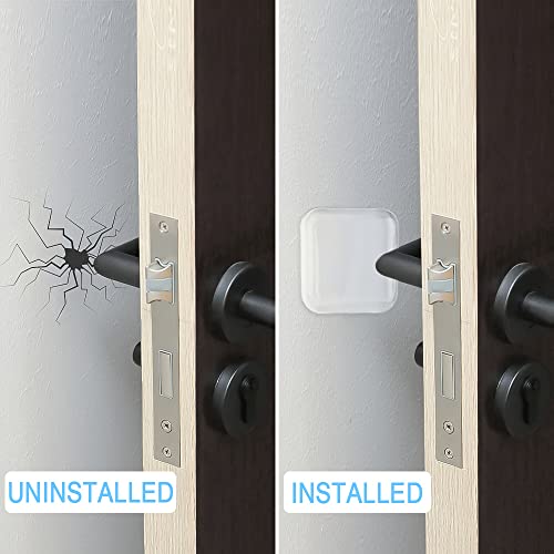 6 PCS Door Stopper Wall Protector, Transparent Square Door Knob Wall Shield, Soft Rubber Door Handle Bumper with Strong Self Adhesive, Thickened Door Bumpers for Walls (4 CM/Square, Clear)