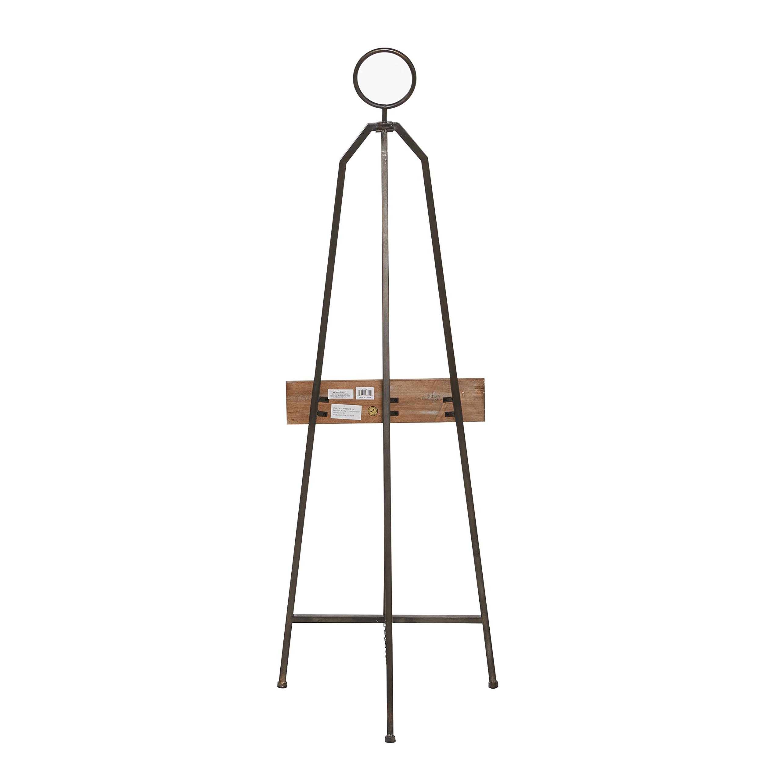Deco 79 Metal Display Easel Large Adjustable Floor Standing Easel with Chain Support and Wood Tray, Display Stand 16' x 18' x 52', Black