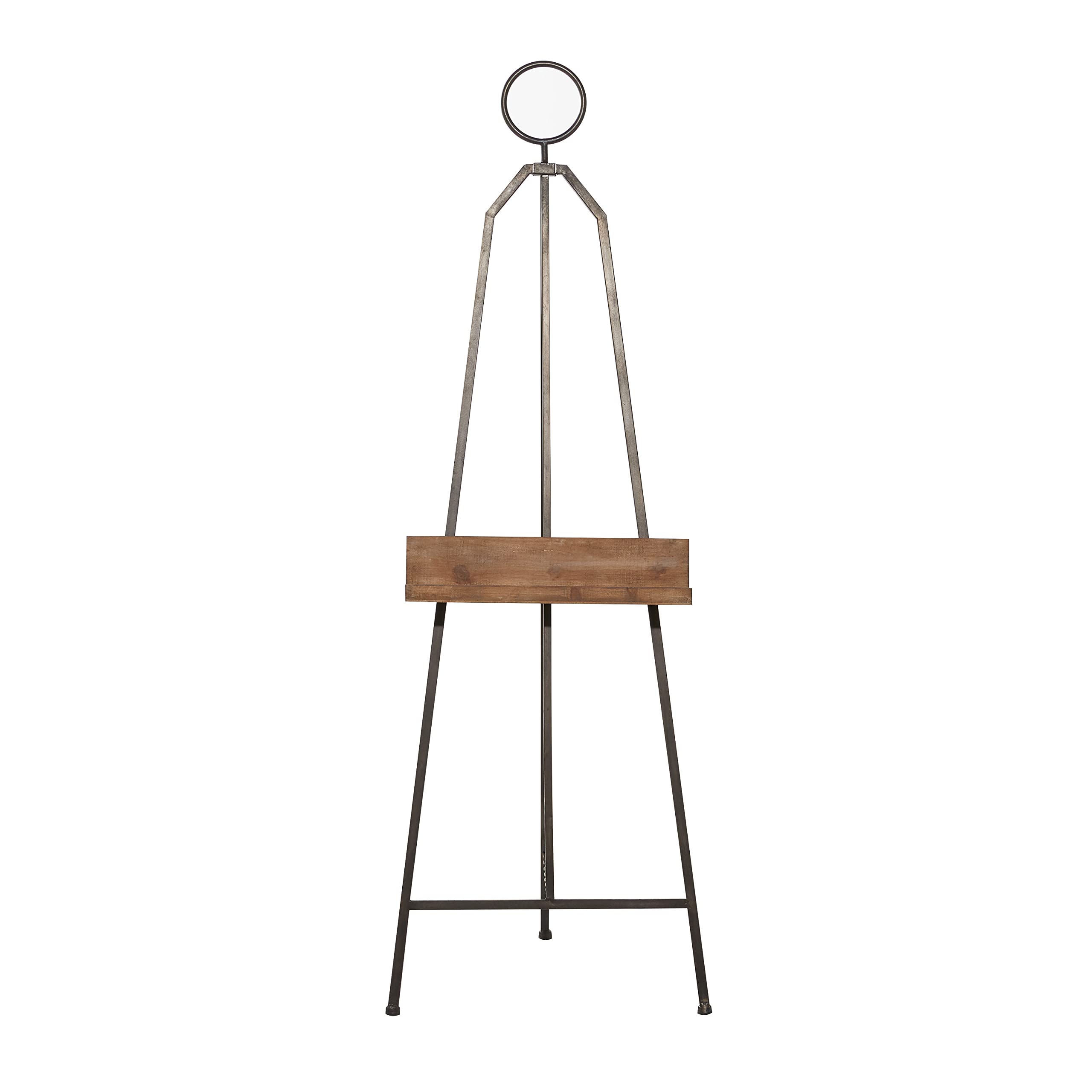 Deco 79 Metal Display Easel Large Adjustable Floor Standing Easel with Chain Support and Wood Tray, Display Stand 16' x 18' x 52', Black