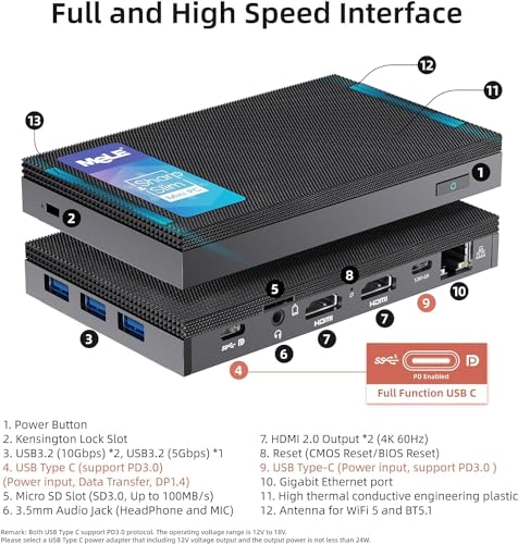 MeLE Fanless Mini PC Quieter2Q, Windows 11 Pro Celeron J4125 8GB 128GB, Dual HDMI Micro PC Portable Small Desktop Computer,Supports Unlocked Bios on Astrophotography Media Office IoT
