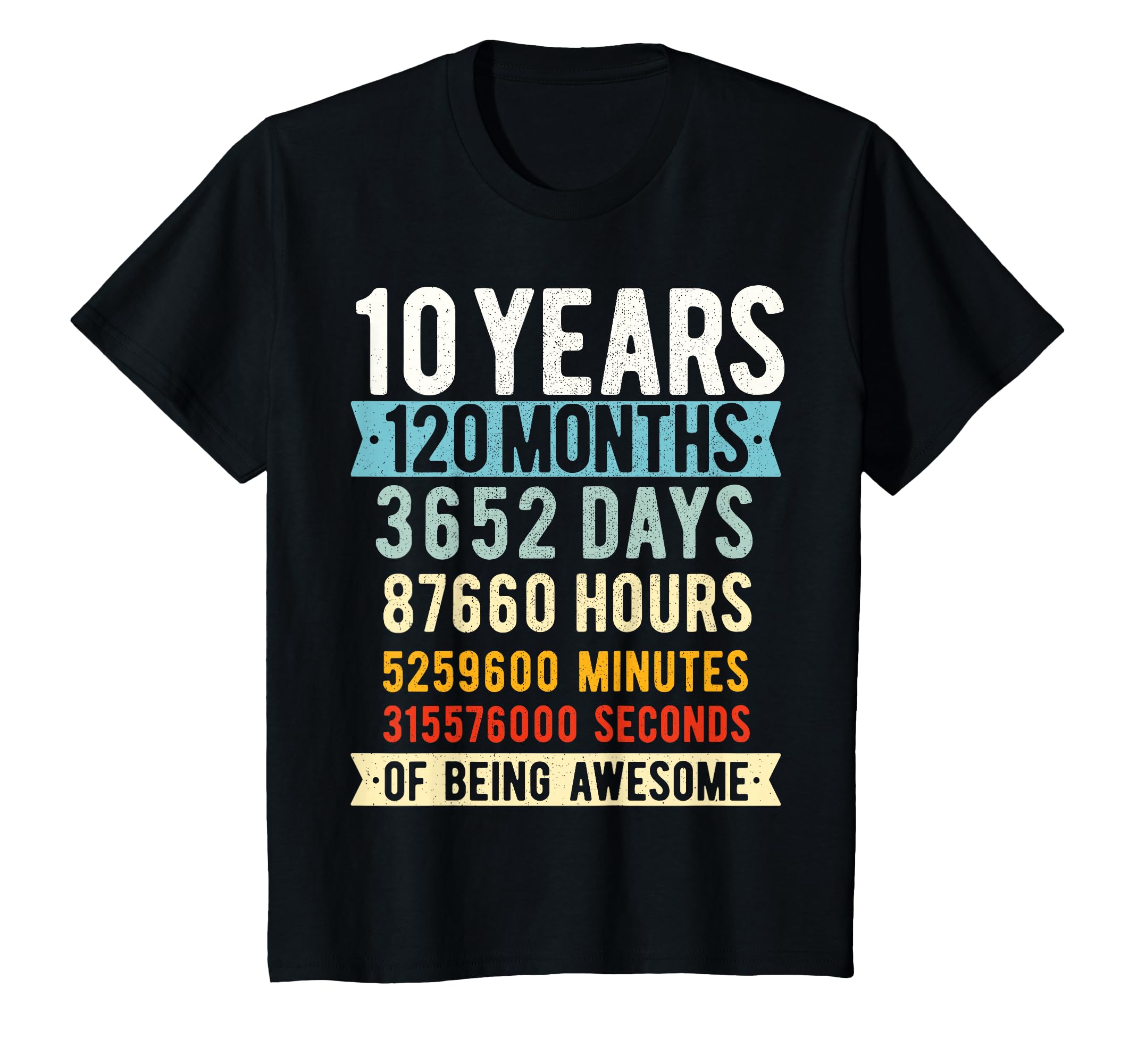 10th Birthday 10 Years Old Vintage Retro 120 Months T-Shirt