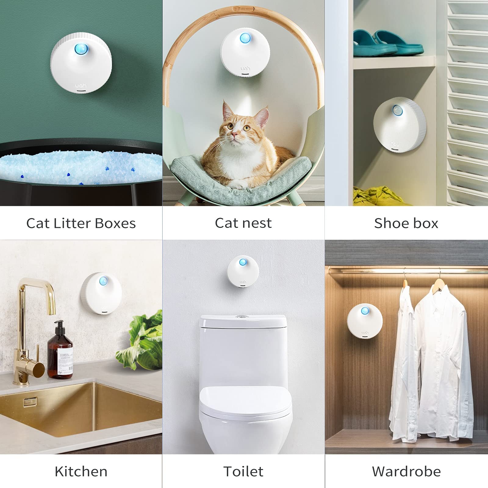 uahpet Cat Litter Deodorizer Odor Eliminator 99.9% Dust-Fall for All Kinds of Cat Litter Box Bathroom Wardrobe Kitchen and Small Area（ 80% Deodorization /99% Deodorization)