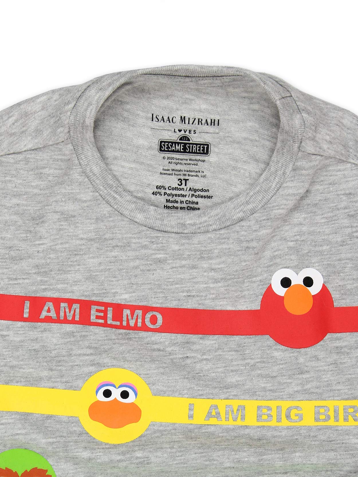 Isaac Mizrahi Loves Sesame Street Gang Elmo Toddler Baby Short Sleeve Tee (24 Months, Gray)