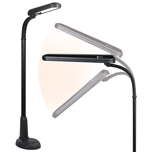 OttLite Standing Floor Lamp with Weighted Base & Adjustable Neck - 24w Energy Efficient Light Bulb for Bright Natural Daylight - Modern Home Decor, for Living Room, Reading, Bedroom, Dorm & Office