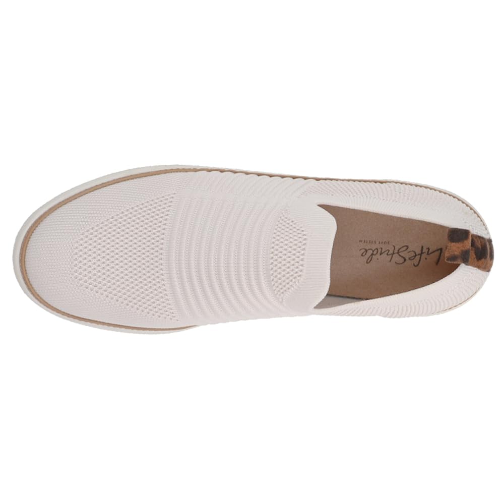 LifeStride Womens Navigate Knit Slip On Sneakers Shoes Casual - Off White - Size 8.5 M