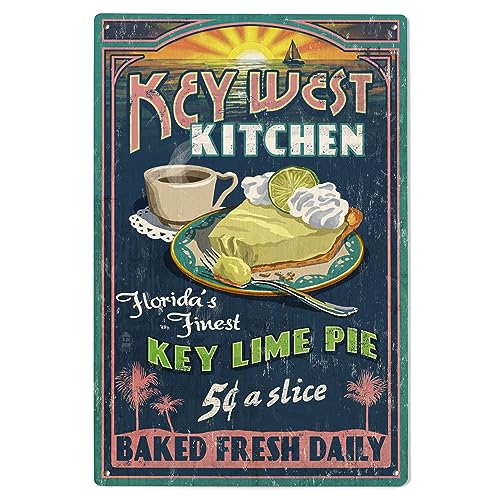Lantern Press 6x9 Inch Wood Sign, Ready to Hang Wall Decor, Key West, Florida, Key Lime Pie Vintage Sign