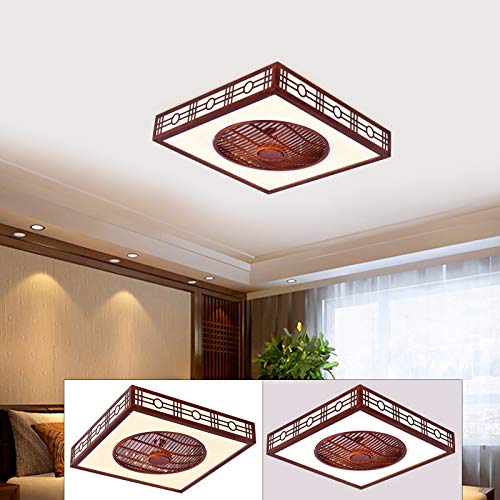 64W LED Ceiling Fans,Modern Acrylic Semi Flush Mount LED Invisible Ceiling Fan Lighting with Remote Control 3-Light Color and 3-Speed Changeable Enclosed Fandelier Timing Lamp (22.4 inch Round)