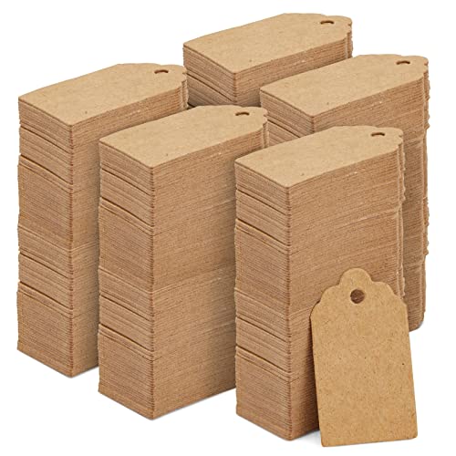 Juvale 1000 Pack Kraft Paper Gift Tags with Holes, Mini Marking Tags for Merchandise, Crafts, Boutiques (0.95 x 1.75 in)