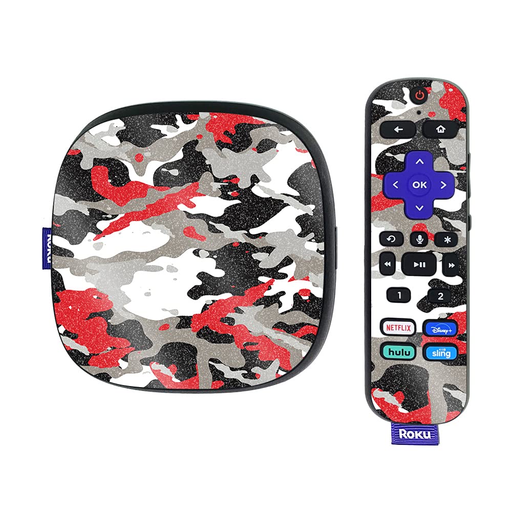 MightySkins Glossy Glitter Skin Compatible with Roku Ultra HDR 4K Streaming Media Player (2020) - Red Camo | Protective, Durable High-Gloss Glitter Finish | Easy to Apply | Made in The USA