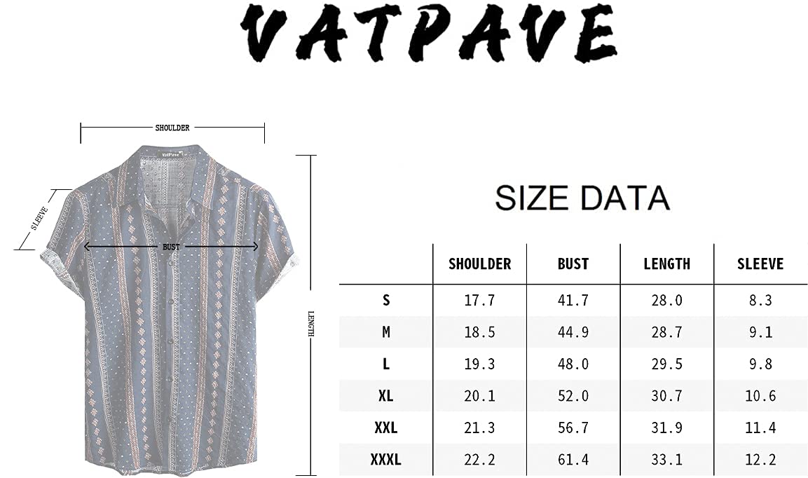 VATPAVE Mens Casual Hawaiian Floral Shirts Short Sleeve Button Down Tropical Shirts Beach Summer Shirts Large Multicolor