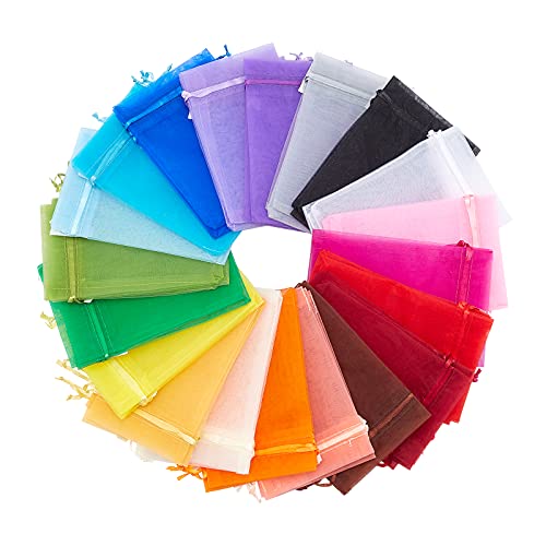 PH PandaHall 200pcs 4x6 Inch Organza Bags 20 Color Sheer Organza Gift Bags with Drawstring Jewelry Bags Chiffon Bags Candy Bags Pouches for Wedding Party Festival Favor Bags