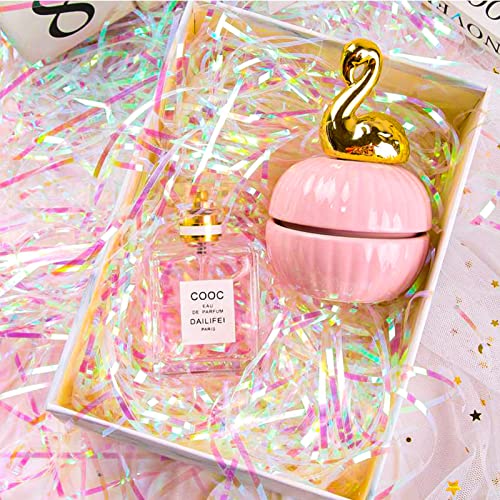 Zwish 1LB Sparkly Iridescent Film PP Hamper Shreds & Strands Shredded Crinkle Confetti for DIY Gift Wrapping & Basket Filling