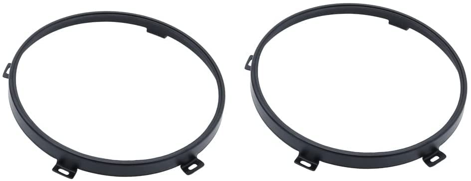 D-auto Black 7 Headlight Mounting Bracket Ring Headlamp Bezel Compatible with Jeep Wrangler JK 2007-2017 --Pair
