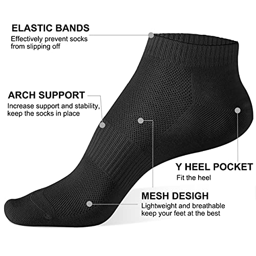 Cozi Foot 10 Pairs Women Ankle Socks Athletic Soft Low Cut Socks (Shoe Size: 5-8, C03-Black/White/Gray)
