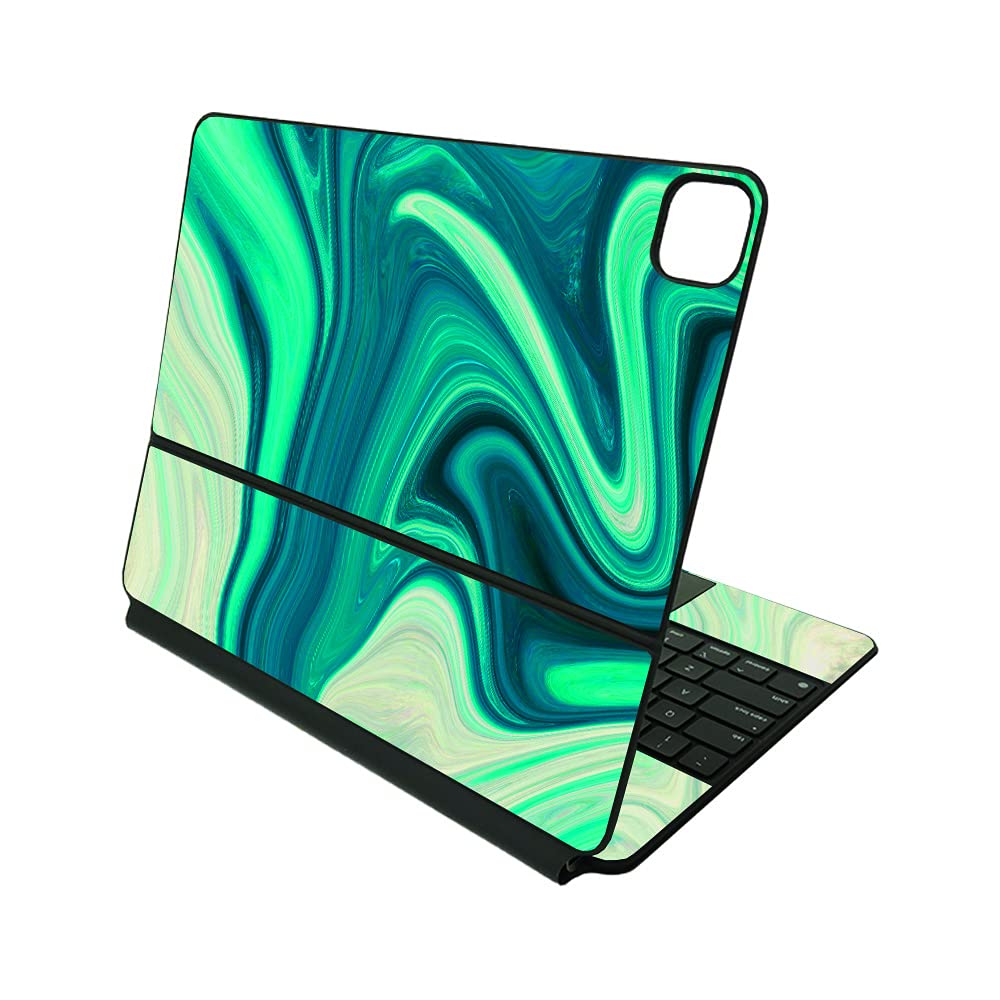MightySkins Skin Compatible with Apple Magic Keyboard for iPad Pro 12.9" (3rd-6th Generation) - Aqua Swirl | Protective, Durable, and Unique Vinyl Decal wrap Cover | Easy to Apply | Made in The USA