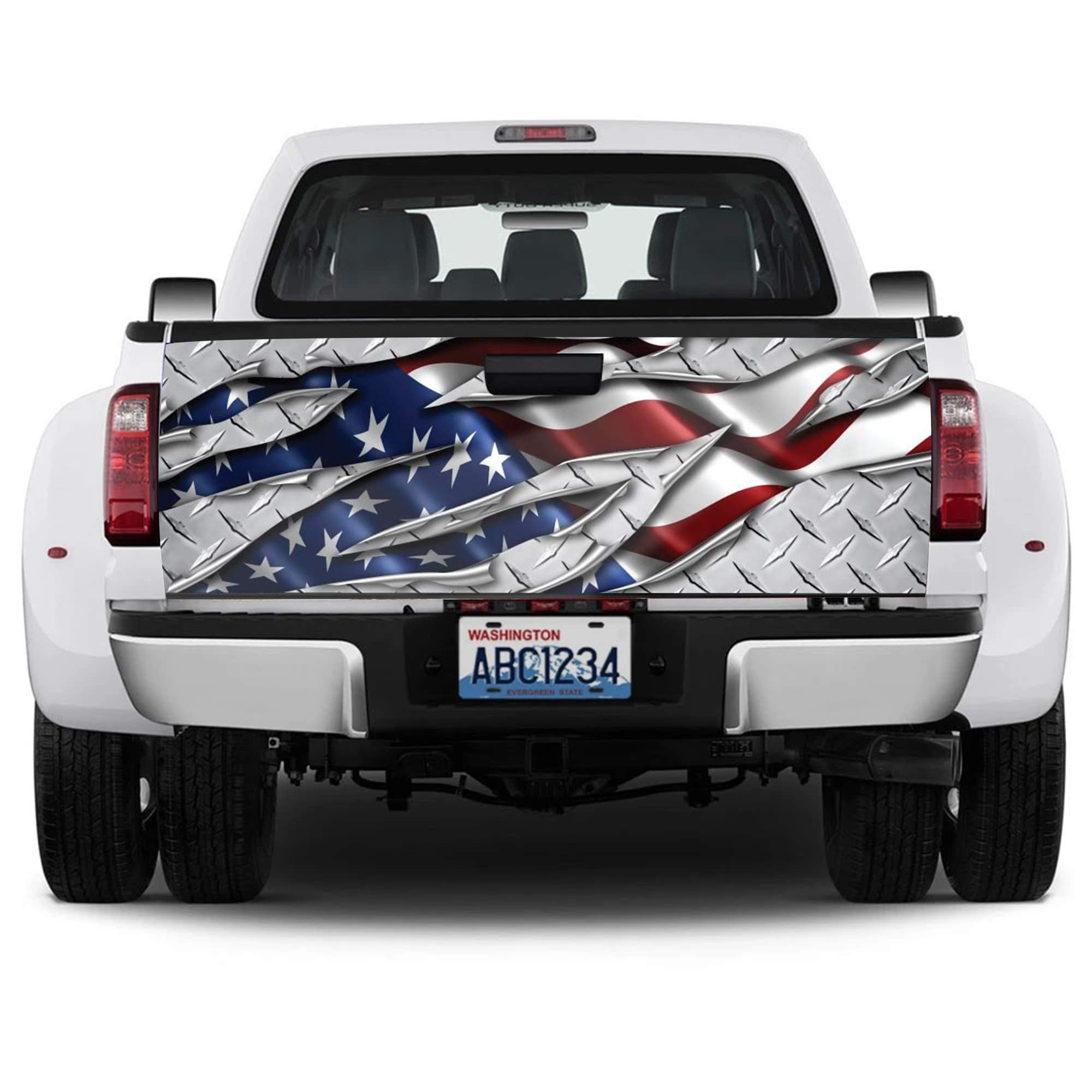 Oasisdream American Flag Truck Tailgate Sticker Decal Wrap Patriotic Decoration High-Definition Print Graphic Size 66"×26" Suitable for Pickup Trucks Weatherproof Car Wash Safe