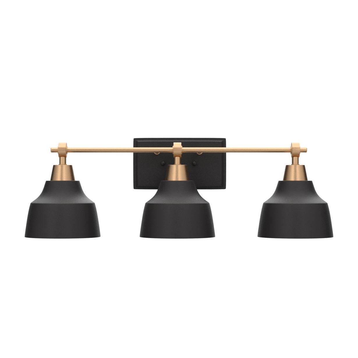 classy leaves Bathroom Light Fixtures, Farmhouse Bathroom Light Fixtures, 3-Light Bathroom Vanity Light with Black Metal Shade and Gold Socket for Bathroom, Hallway, 24.5’’ L x 7’’ W x 8’’ H