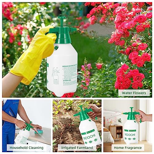 MOOCHI 2.0L/0.53Gallon Green Garden Sprayer Pump Pressure Hand Held with Safety Value for Watering, Home Cleaning, Car Washing